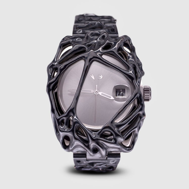 Alabaster Industries Black Sinew Meteor Watch (Silver) by ALABASTER ...