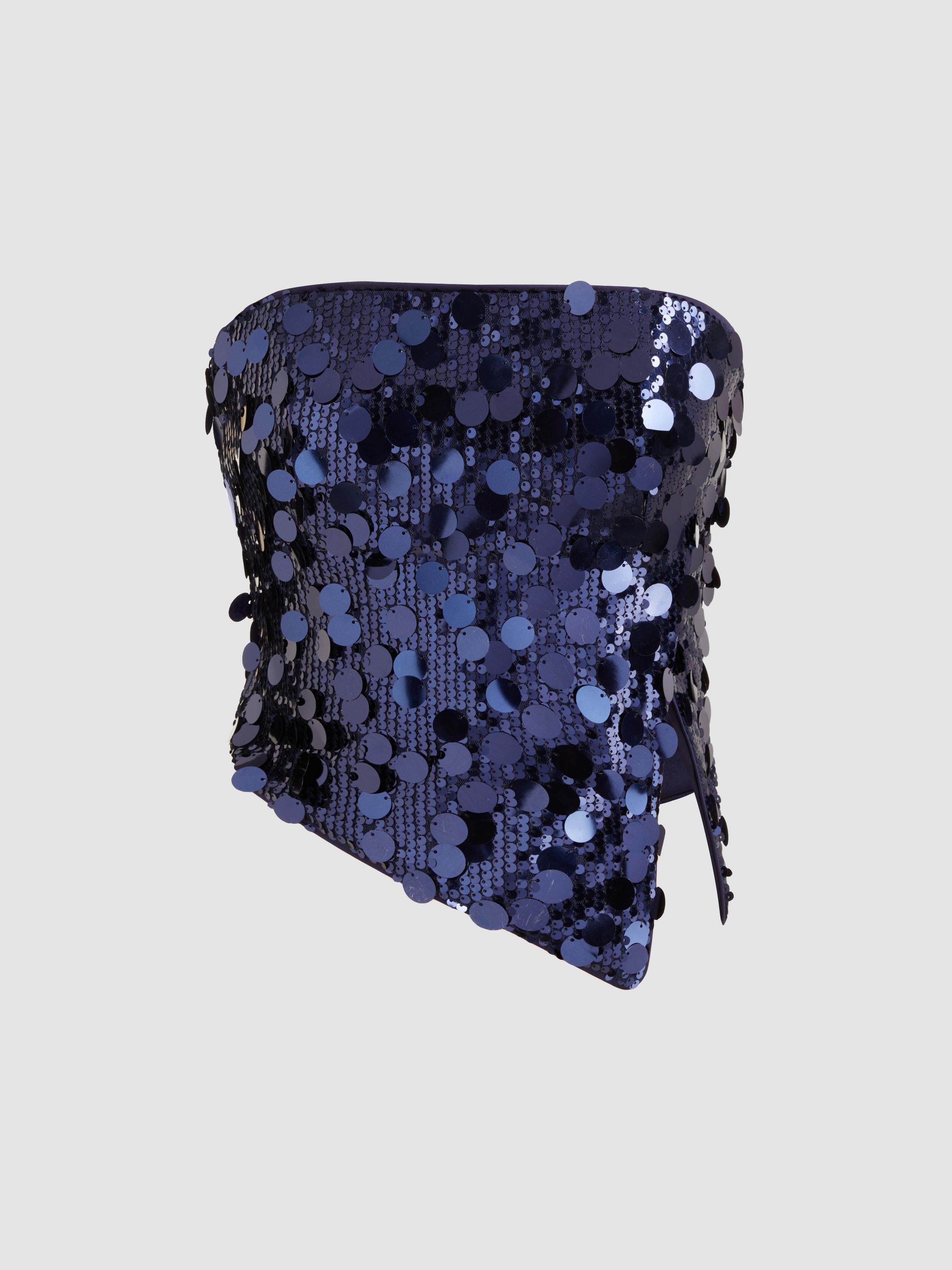 Sequin Asymmetrical Split Tube Crop Top by CIDER | jellibeans