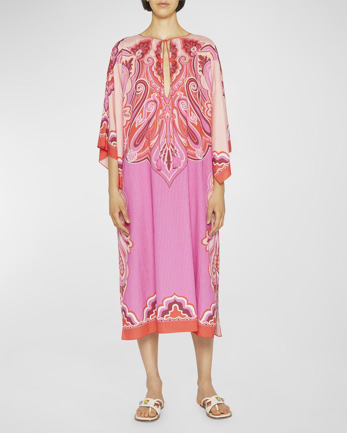 Engineered Paisley Wave-Print Midi Caftan Dress by ETRO | jellibeans