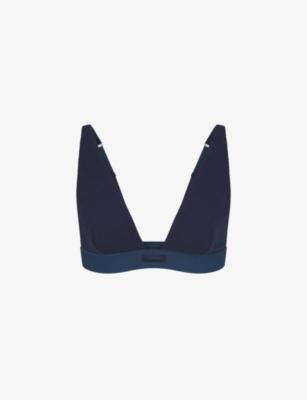 Logo-patch plunge stretch-cotton bra by SKIMS | jellibeans