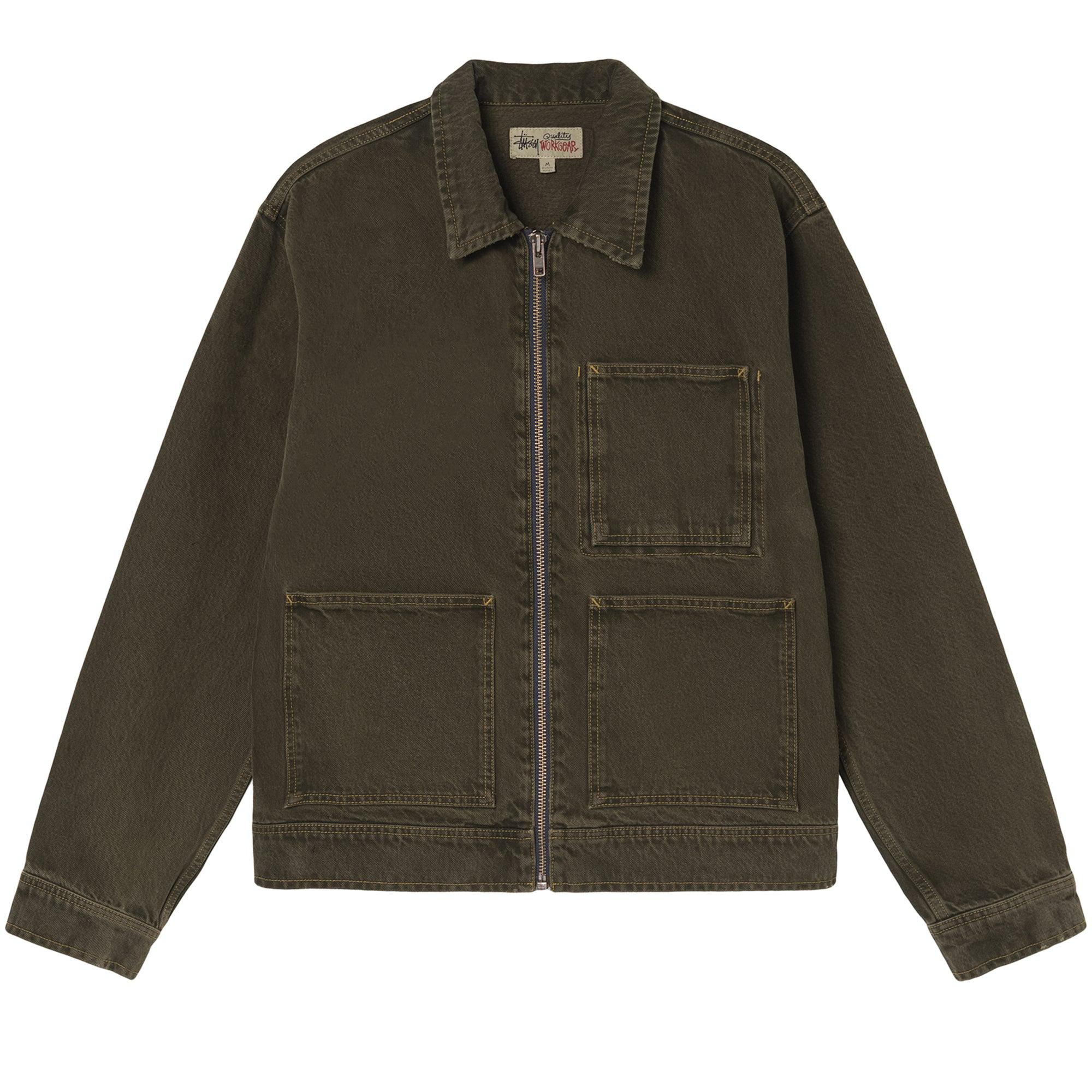 Stüssy Denim Zip Work Jacket (Olive) by STUSSY | jellibeans
