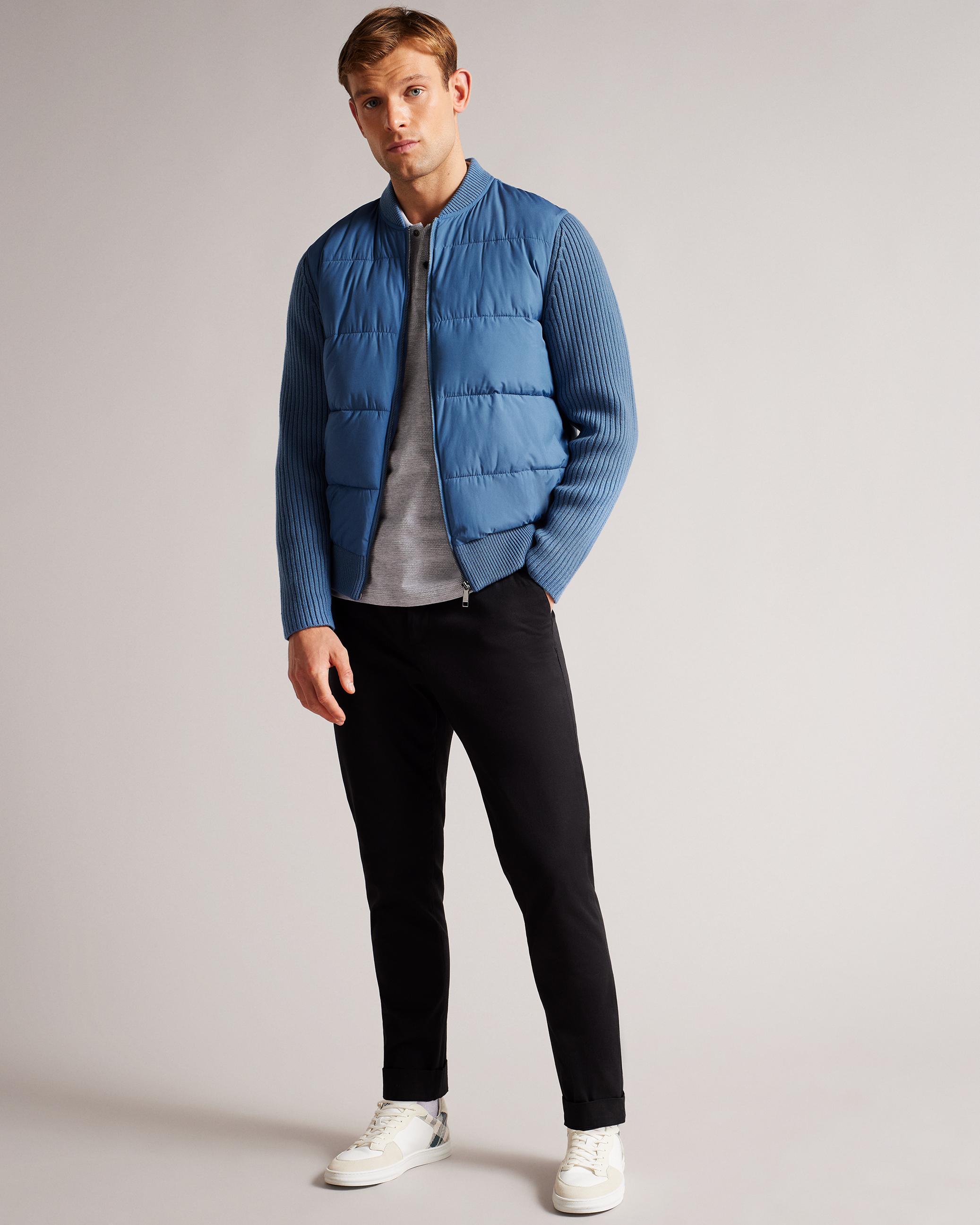 Long Sleeve Wadded Zip Through Jacket - SPORES - Medium Blue by TED ...