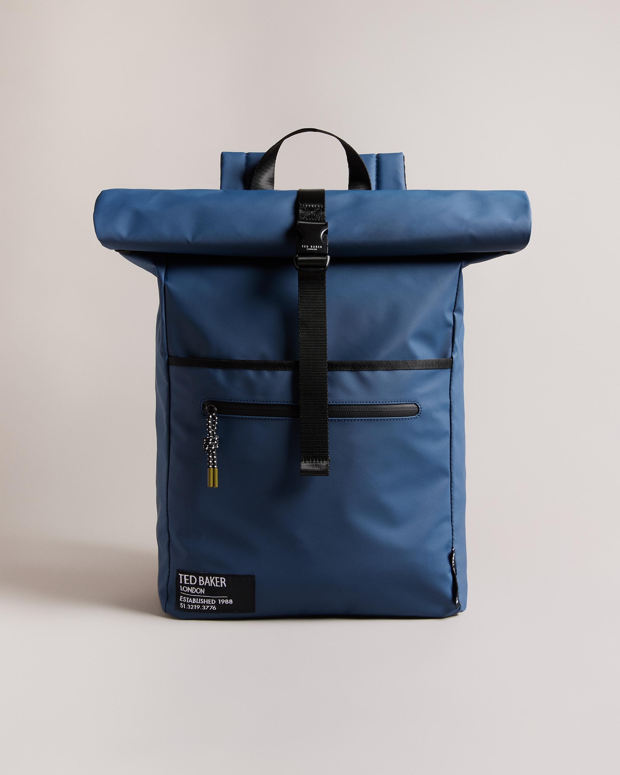 Rubberised Rolltop Backpack - CLIME - Navy by TED BAKER | jellibeans