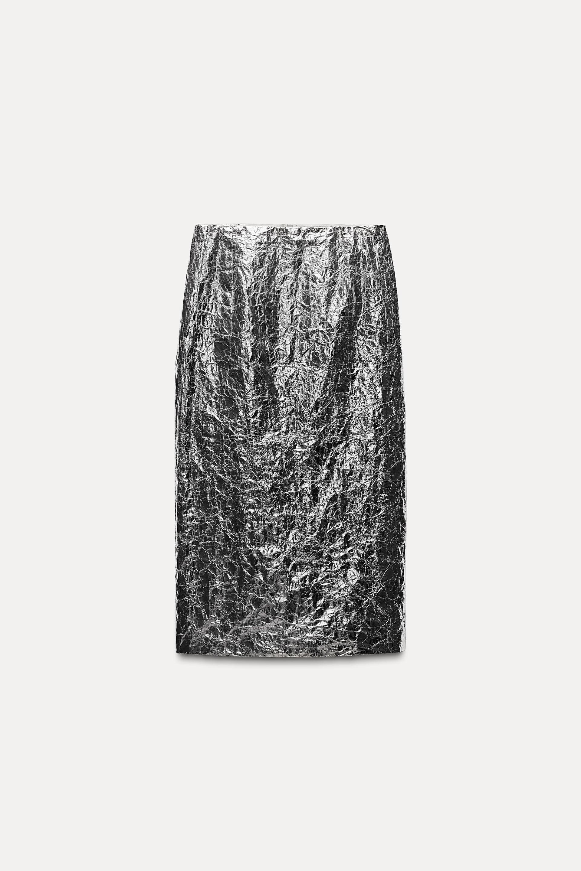 METALLIC PENCIL SKIRT ZW COLLECTION by ZARA | jellibeans